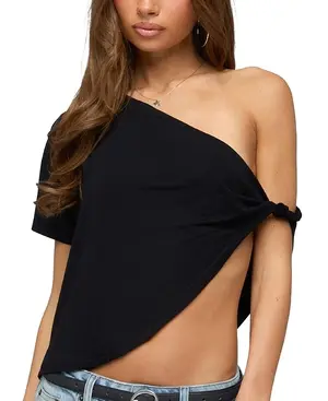 EDIKTED Asymmetric Twisted Off Shoulder Top