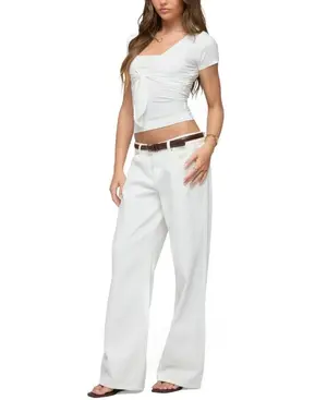 EDIKTED Malka Two Piece Tie Front Top