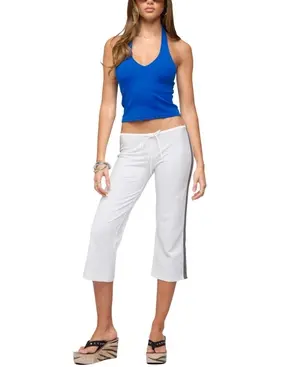 EDIKTED Vespera V Neck Halter Top - Blue