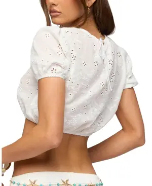EDIKTED Vessey Eyelet Cropped Bubble Top