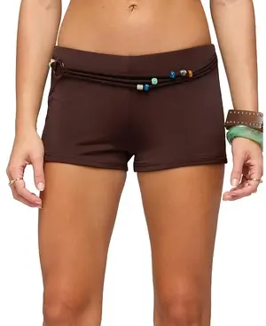 EDIKTED Janya Strappy Bead Belt Micro Shorts