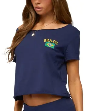 EDIKTED Brazilian Babe Off Shoulder T-shirt