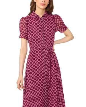 CECE DUPRAZ Scallop Trim Tie Waist Midi Dress