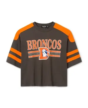 Junk Food Clothing Denver Broncos Striped Bling Crop Tee - True Black