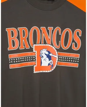 Junk Food Clothing Denver Broncos Striped Bling Crop Tee