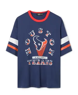 Junk Food Clothing Houston Texans Glitter Boxy Ringer - True Navy