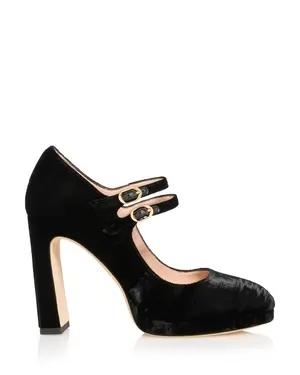 STUART WEITZMAN Babette Velvet Platform Mary Jane Pumps