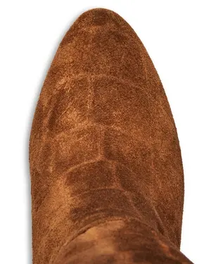 STUART WEITZMAN Mulberry Embossed Suede Knee High Boots