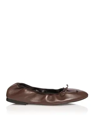 STUART WEITZMAN Nia Leather Ballet Flats - Walnut