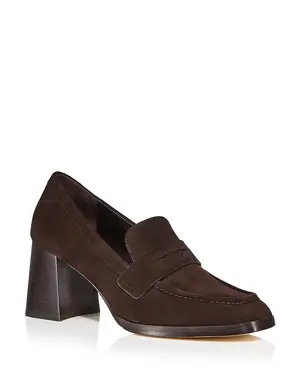STUART WEITZMAN Vera Loafer Suede Pumps - Espresso Suede