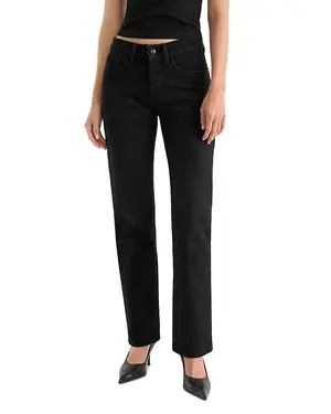 Good American Vintage Mid Rise Straight Jeans In Black441
