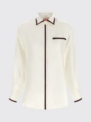 F.R.S FOR RESTLESS SLEEPERS Silk Pajama-style Shirt With Ruffled Collar And Contrast Piping