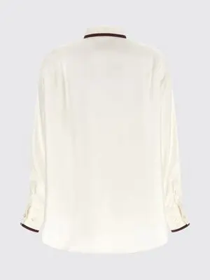 F.R.S FOR RESTLESS SLEEPERS Silk Pajama-style Shirt With Ruffled Collar And Contrast Piping