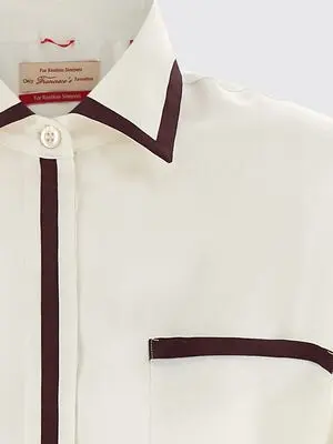 F.R.S FOR RESTLESS SLEEPERS Silk Pajama-style Shirt With Ruffled Collar And Contrast Piping