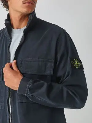 Stone Island Embroidered Shirt Jacket - Blue