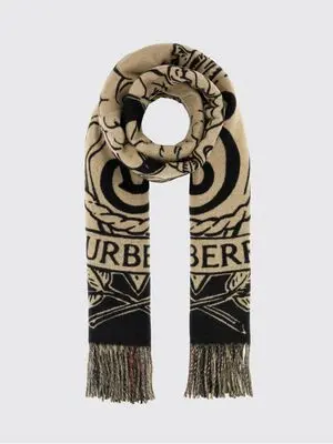 Burberry Reversible Pure Cashmere Scarf With Ekd Print And Fringes - Sand