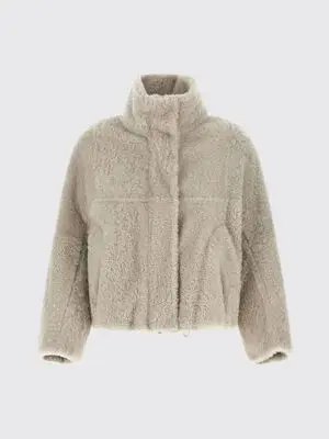 Brunello Cucinelli Cropped High-neck Shearling Jacket - Beige