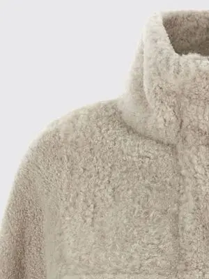 Brunello Cucinelli Cropped High-neck Shearling Jacket - Beige
