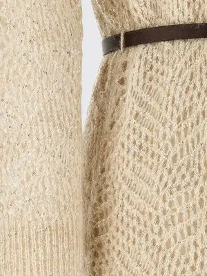 Brunello Cucinelli Sequin-embroidered Wool-knit Midi Dress