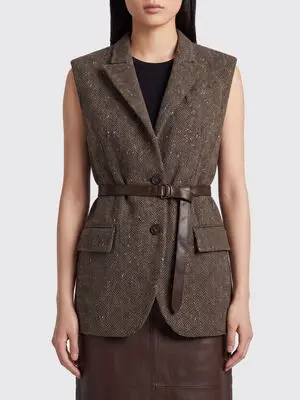 Brunello Cucinelli Chevron Wool Tailored Waistcoat With Belt