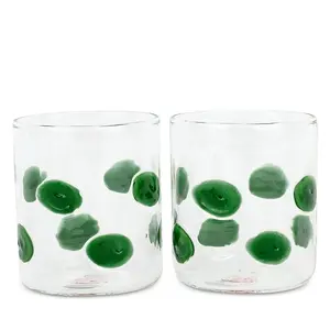VIETRI Drop Double Old Fashioned Glass, Set Of 2 - Green