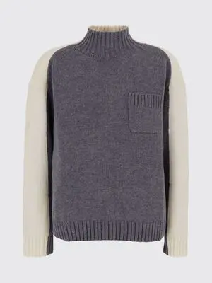 SEMICOUTURE Ribbed High Neck Sweater With Pocket Detail