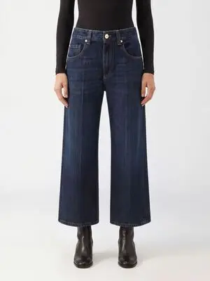 Brunello Cucinelli High-waisted Cropped Cotton Denim Jeans With Monili Detail