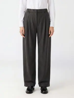Brunello Cucinelli High-waisted Virgin Wool Wide-leg Trousers With Monili Detail - Grey