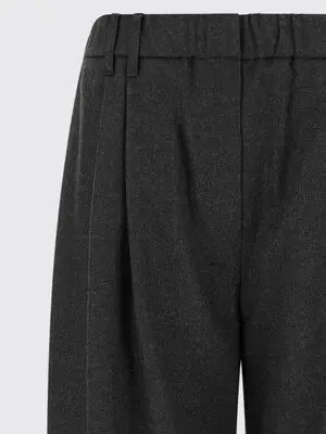 Brunello Cucinelli High-waisted Virgin Wool Wide-leg Trousers With Monili Detail - Grey