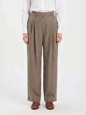 Brunello Cucinelli Virgin Wool Wide-leg Trousers - White