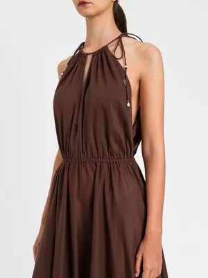 TWINSET Cotton Maxi Dress With Halterneck