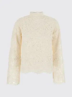 SEMICOUTURE Long-sleeve Lace Turtleneck Top - Beige