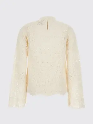 SEMICOUTURE Long-sleeve Lace Turtleneck Top - Beige