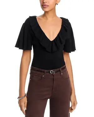 Paige Inaya Merino Wool & Cotton Top - Black