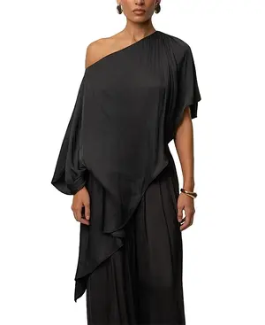 JLUXLABEL Brisa One Shoulder Top - Black