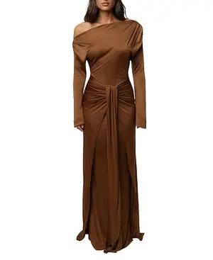 JLUXLABEL Draped Perfection Maxi Dress Tan