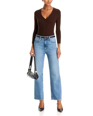 Paige Ginnette Ribbed Henley Top