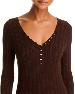 Paige Ginnette Ribbed Henley Top