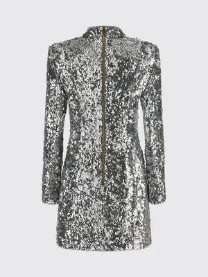 Balmain Embellished Sequined High Neck Mini Dress