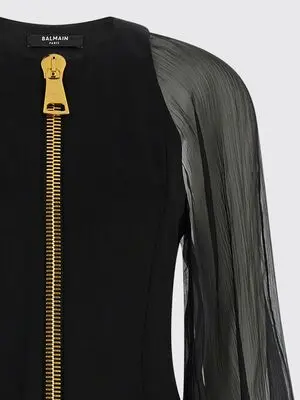 Balmain Jersey Sheath Mini Dress With Puff Sleeves