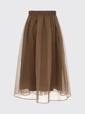 Brunello Cucinelli High-waisted Silk Midi Full Skirt