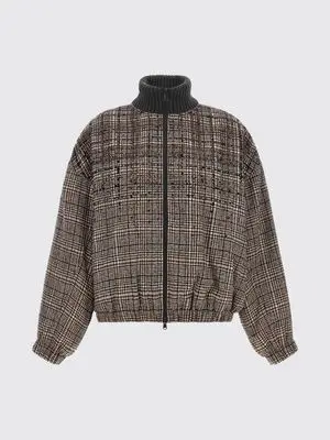 Brunello Cucinelli Relaxed Fit Sequined Prince Of Wales Check Wool Bomber Jacket