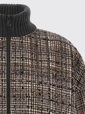 Brunello Cucinelli Relaxed Fit Sequined Prince Of Wales Check Wool Bomber Jacket