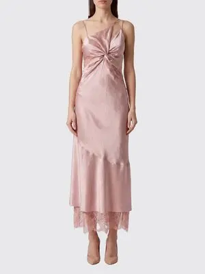 Pinko Asymmetrical Midi Slip Dress With Lace Inserts