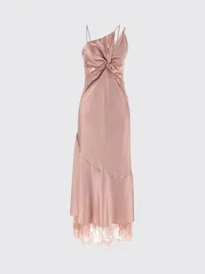 Pinko Asymmetrical Midi Slip Dress With Lace Inserts