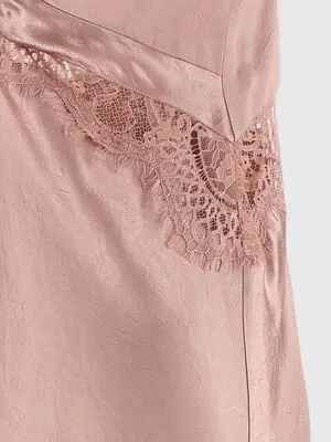 Pinko Asymmetrical Midi Slip Dress With Lace Inserts