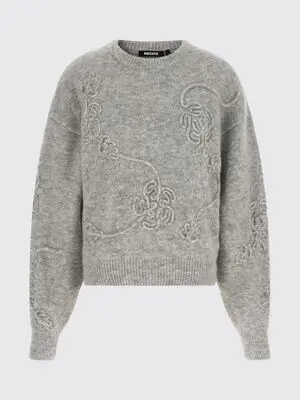 ROTATE BY BIRGER CHRISTENSEN Relaxed Fit Crewneck Jumper In Wool And Alpaca Blend With Embroidery