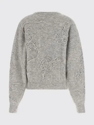 ROTATE BY BIRGER CHRISTENSEN Relaxed Fit Crewneck Jumper In Wool And Alpaca Blend With Embroidery