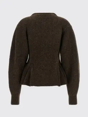 ROTATE BY BIRGER CHRISTENSEN V-neck Alpaca Wool Blend Cardigan With Ruffled Hem