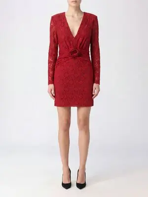 ROTATE BY BIRGER CHRISTENSEN Lace Rose Embellished V-neck Mini Dress